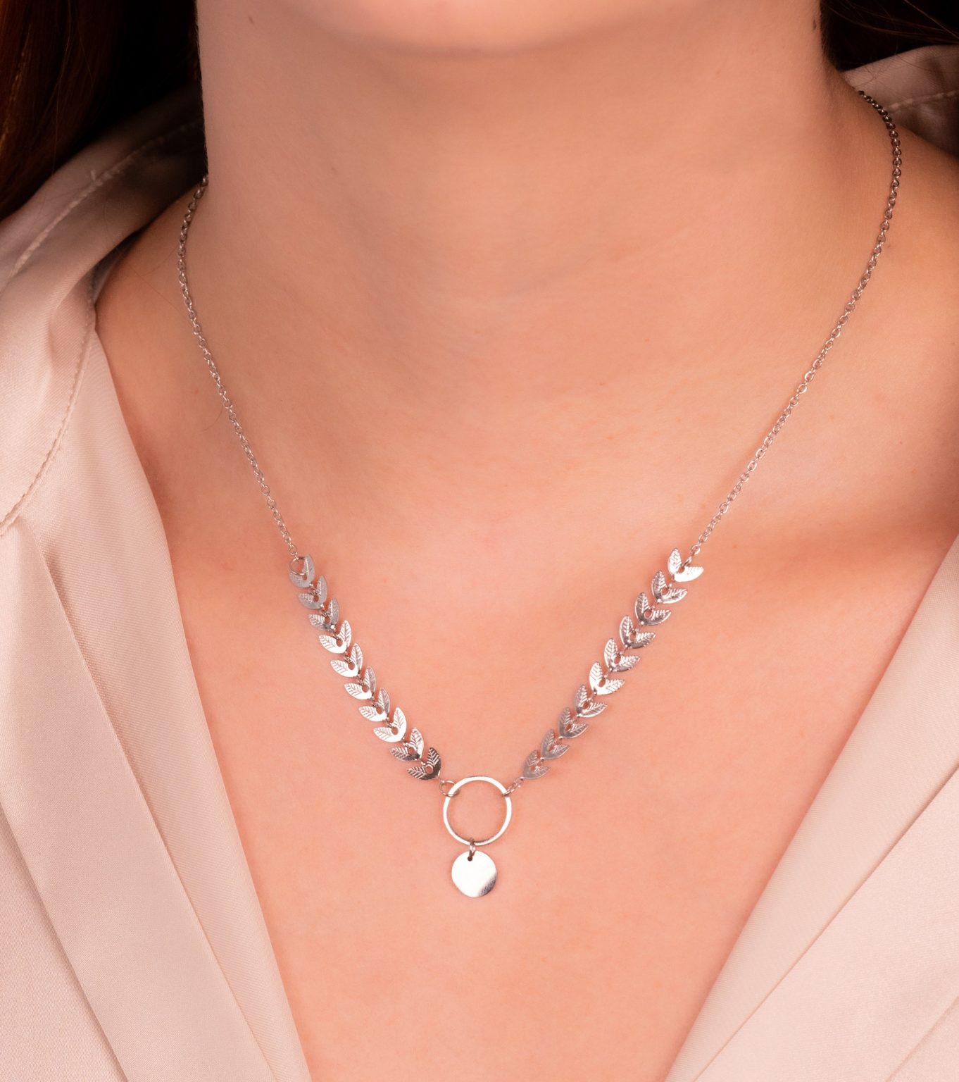 Cadena Espigas Círculo Plateada Ref: C423 - Sublime Tentación
